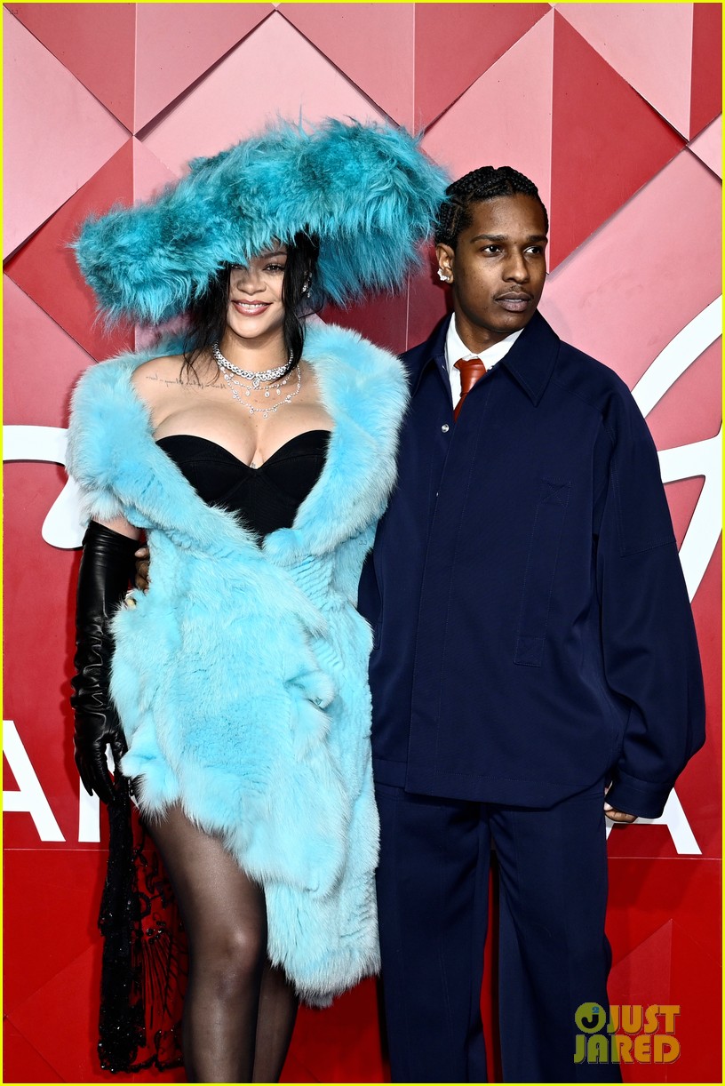 Rihanna Wows in Furry Blue Outfit for Fashion Awards 2024 with Partner ...
