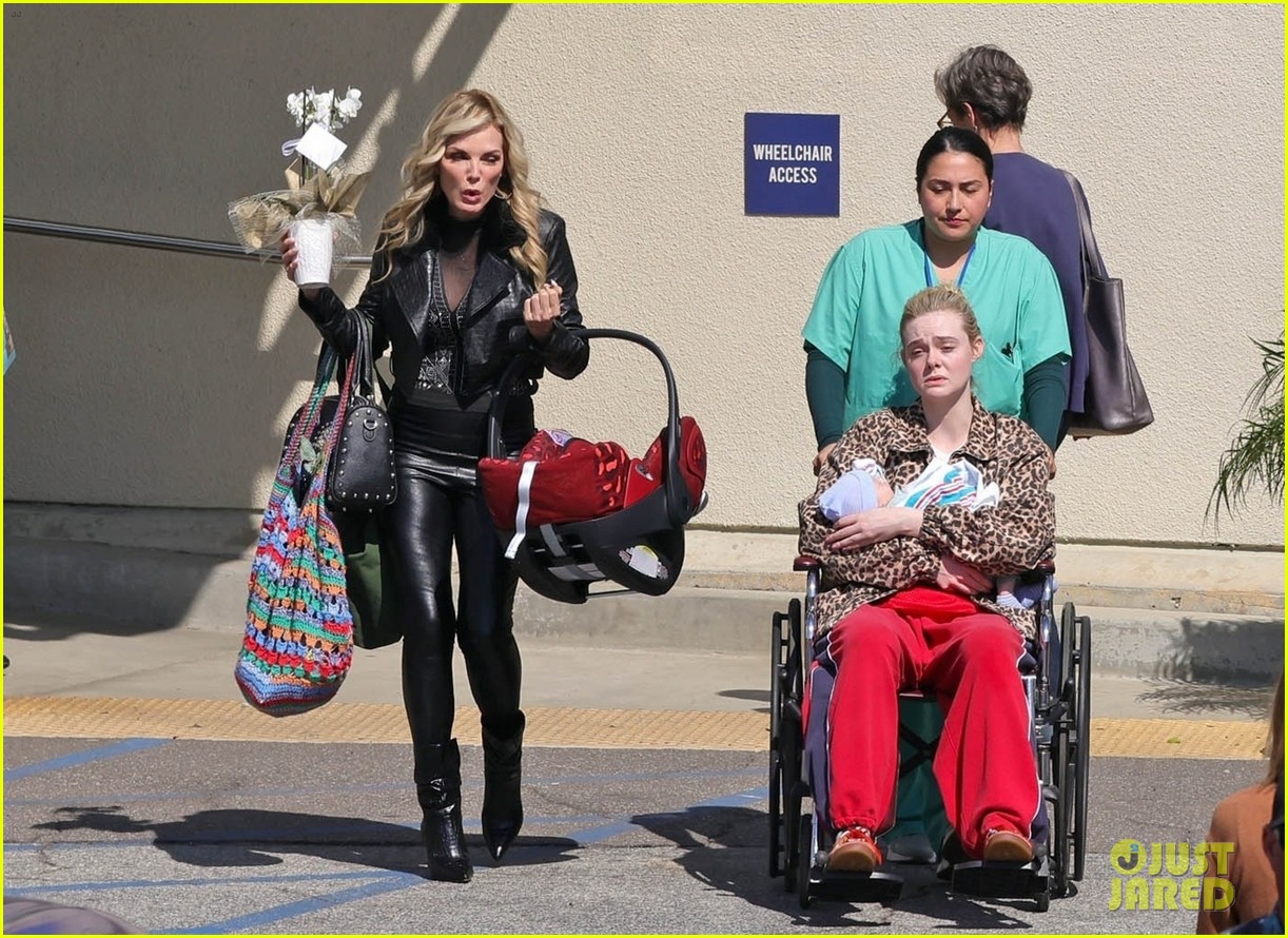 Elle Fanning Carries Her Baby Out of Hospital With Michelle Pfeiffer on Set of 'Margo's Got ...