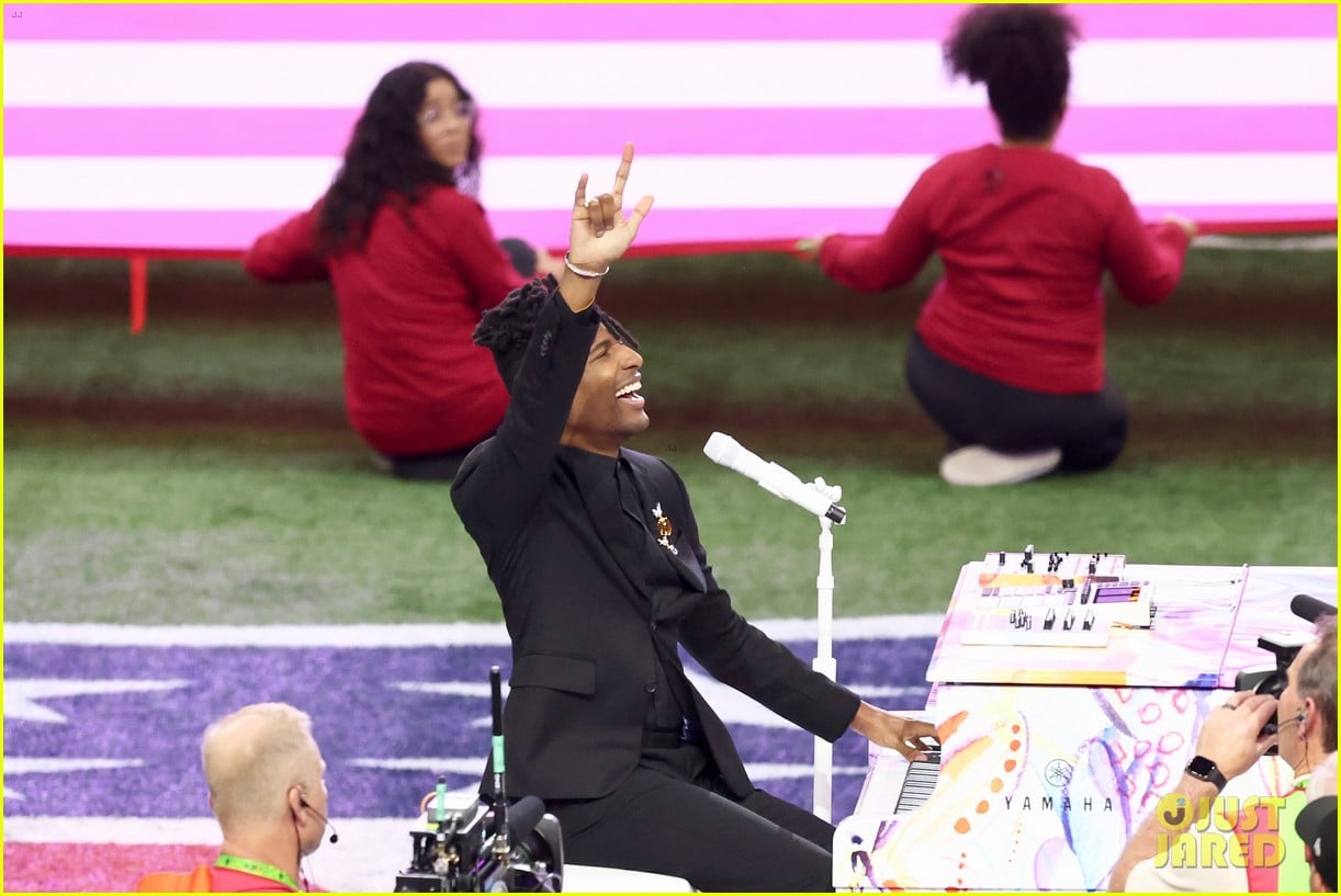 Jon Batiste Gives Rousing Rendition of National Anthem at Super Bowl ...