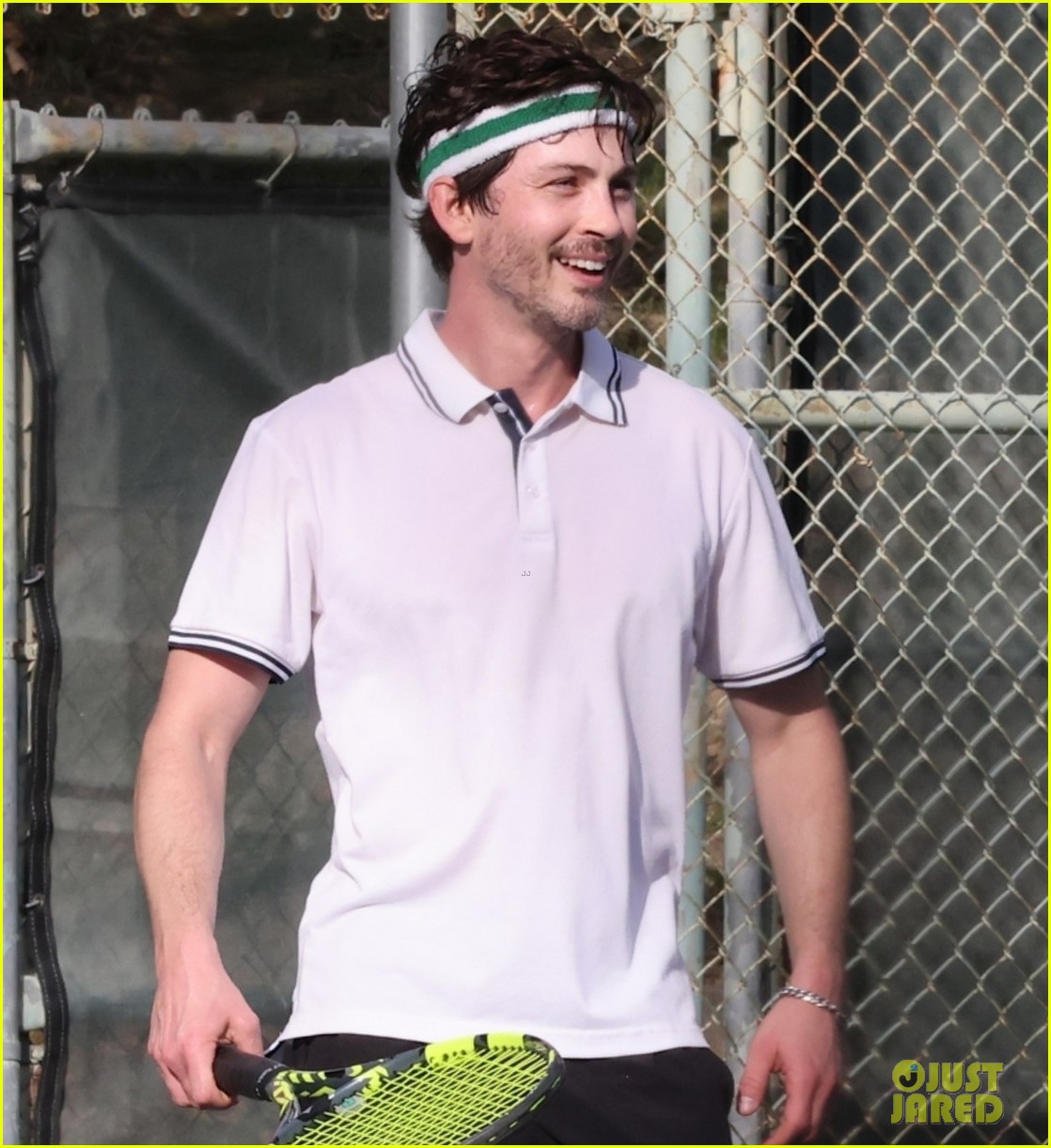 Logan Lerman Works Up a Sweat During Friendly Tennis Match: Photo ...