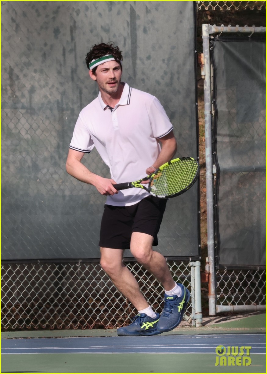 Logan Lerman Works Up a Sweat During Friendly Tennis Match: Photo ...