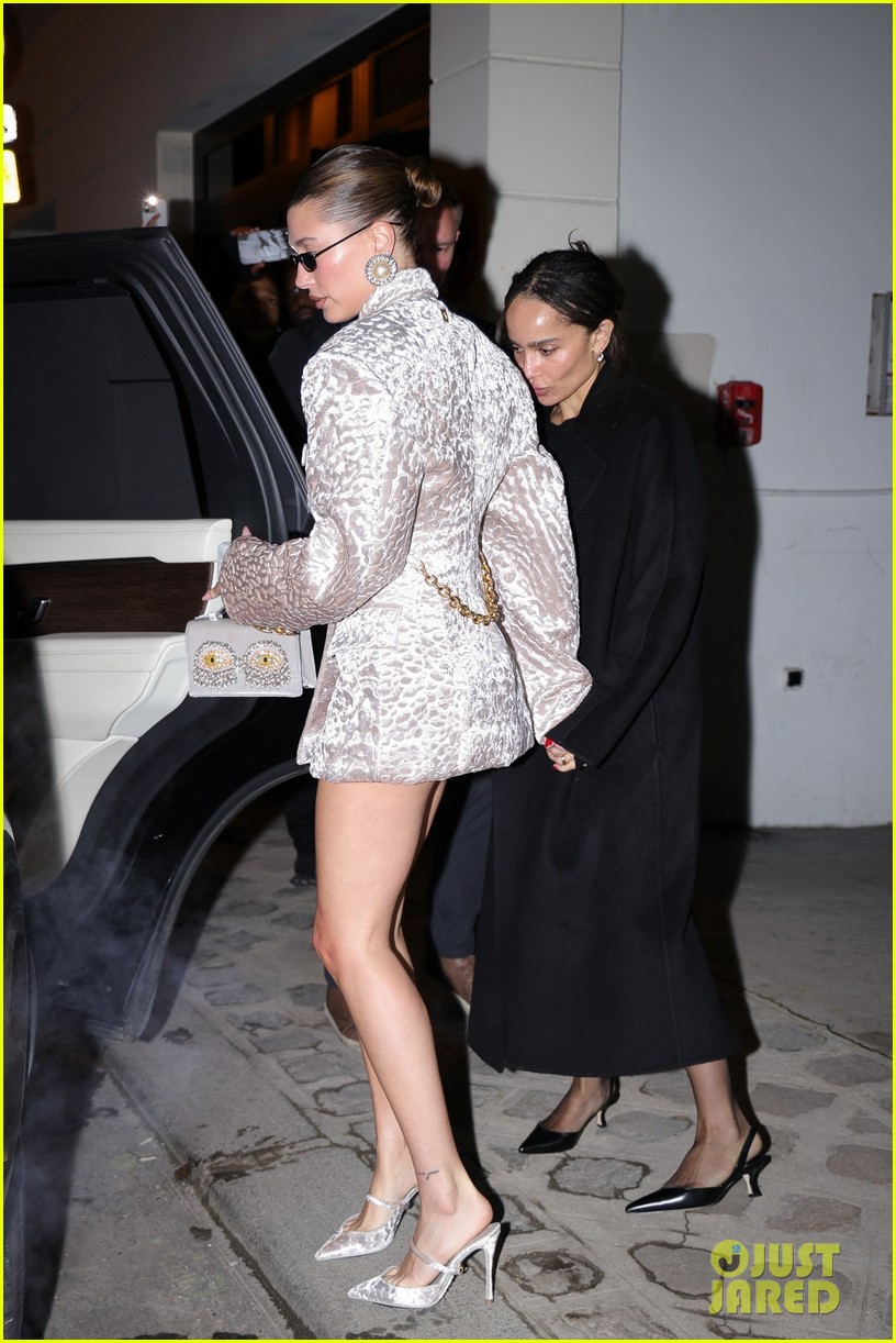 Hailey Bieber Hangs Out with Zoe Kravitz During Paris Fashion Week as Justin Bieber Steps Out in ...