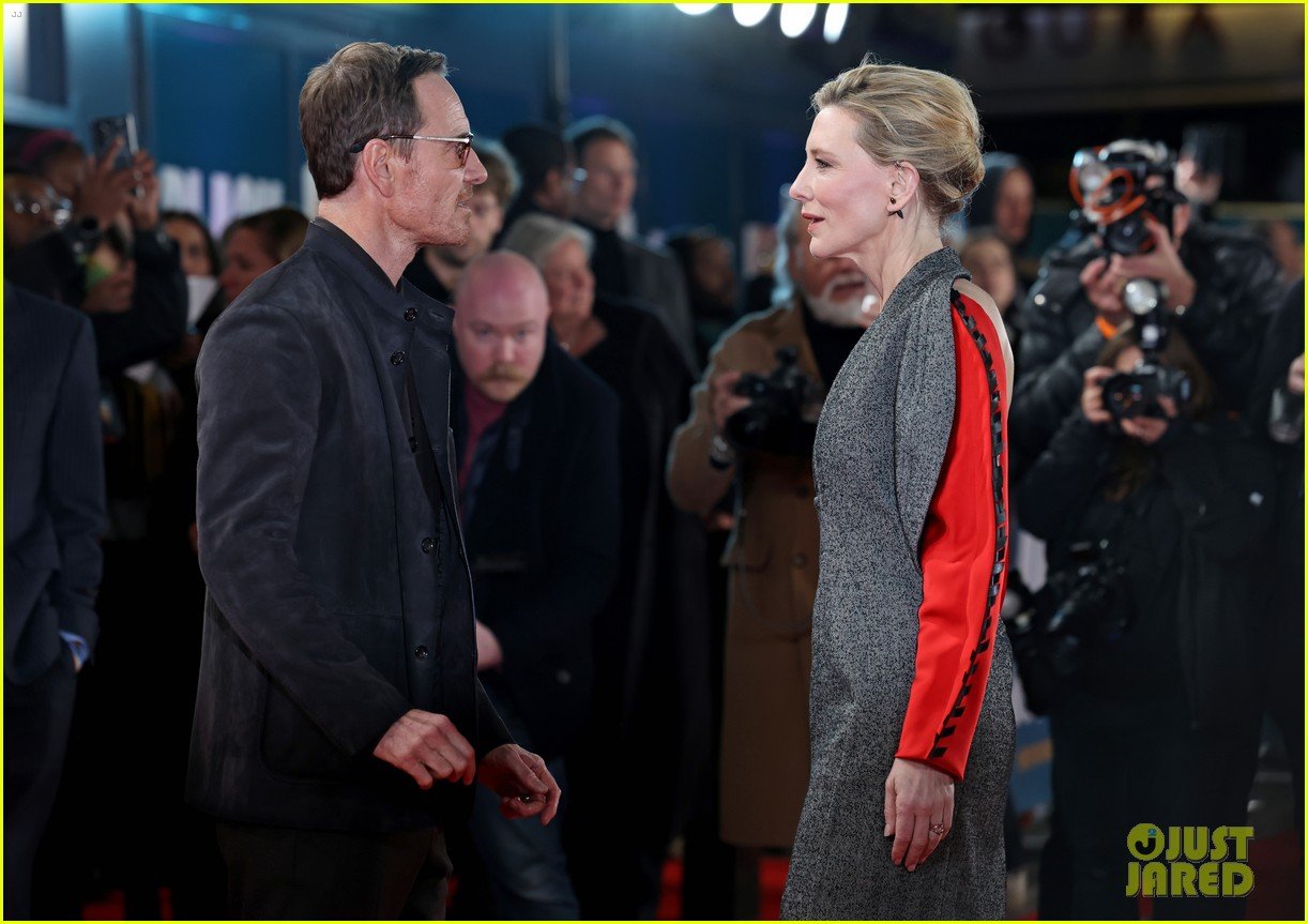 Cate Blanchett Wears Backless Dress for 'Black Bag' London Premiere with Michael Fassbender ...