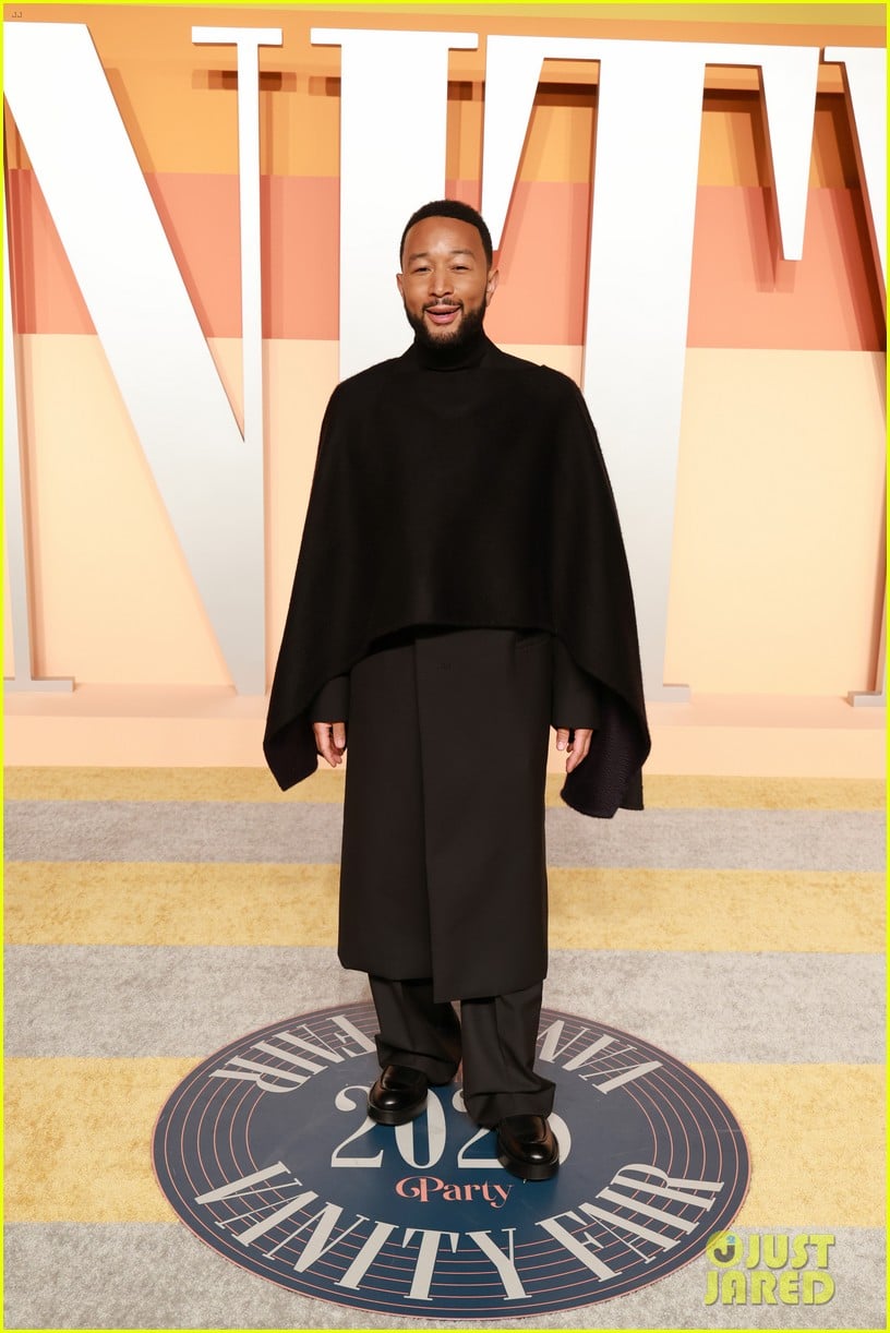 Chrissy Teigen & John Legend Sport Black & White Outfits to Vanity Fair ...