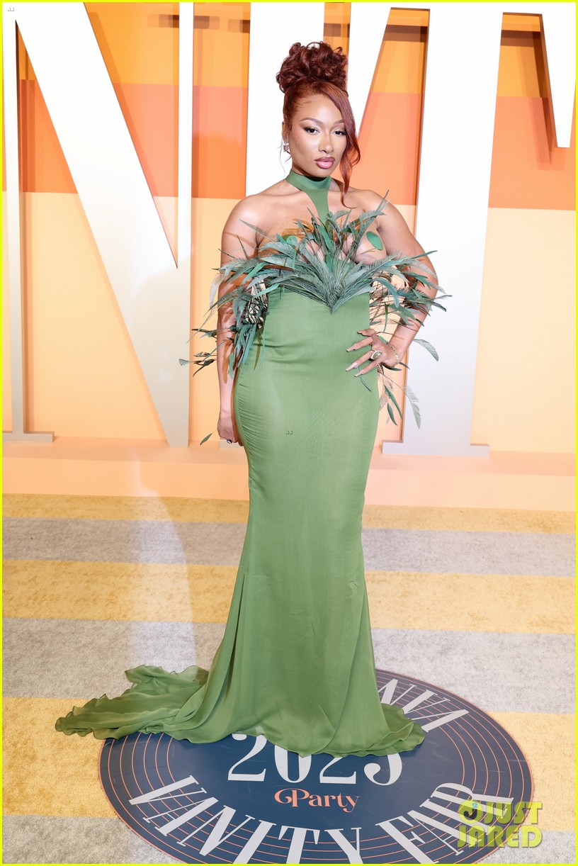 Megan Thee Stallion Changes Into Revealing Green Dress for Vanity Fair ...