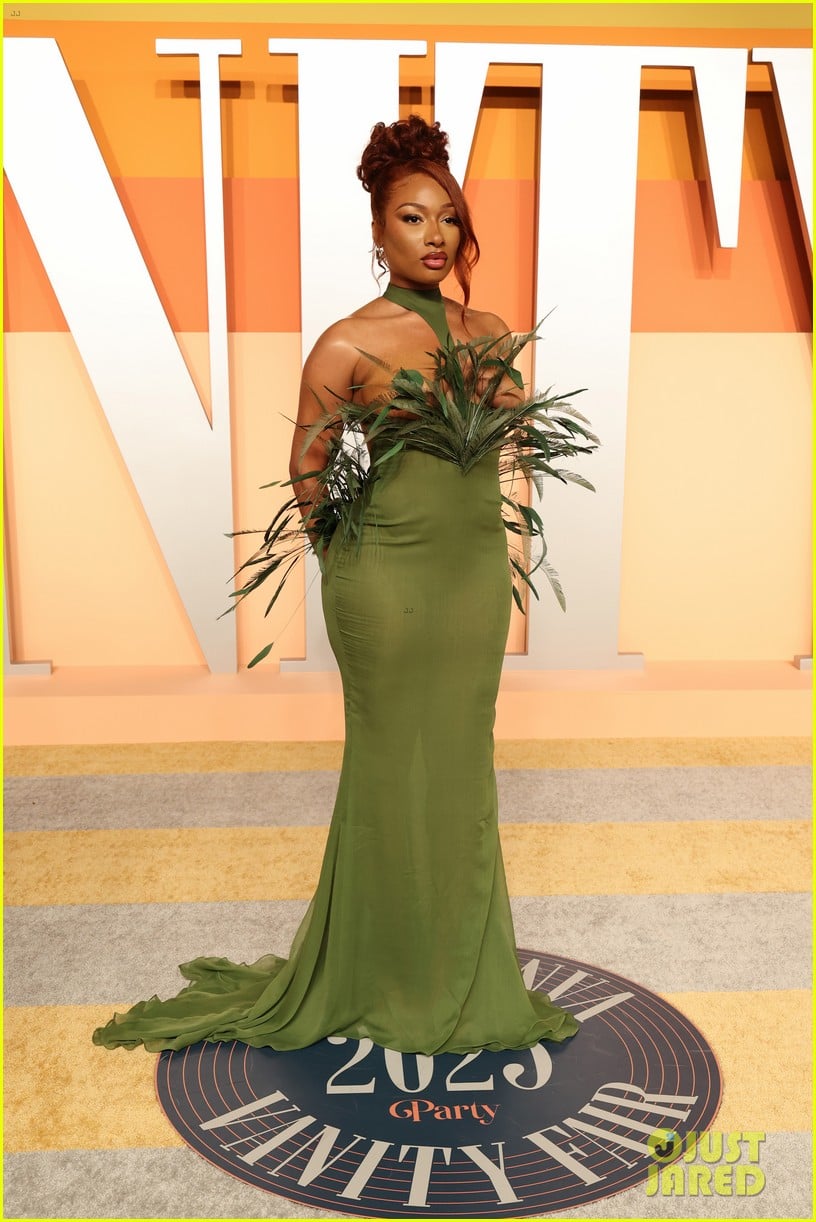 Megan Thee Stallion Changes Into Revealing Green Dress for Vanity Fair ...