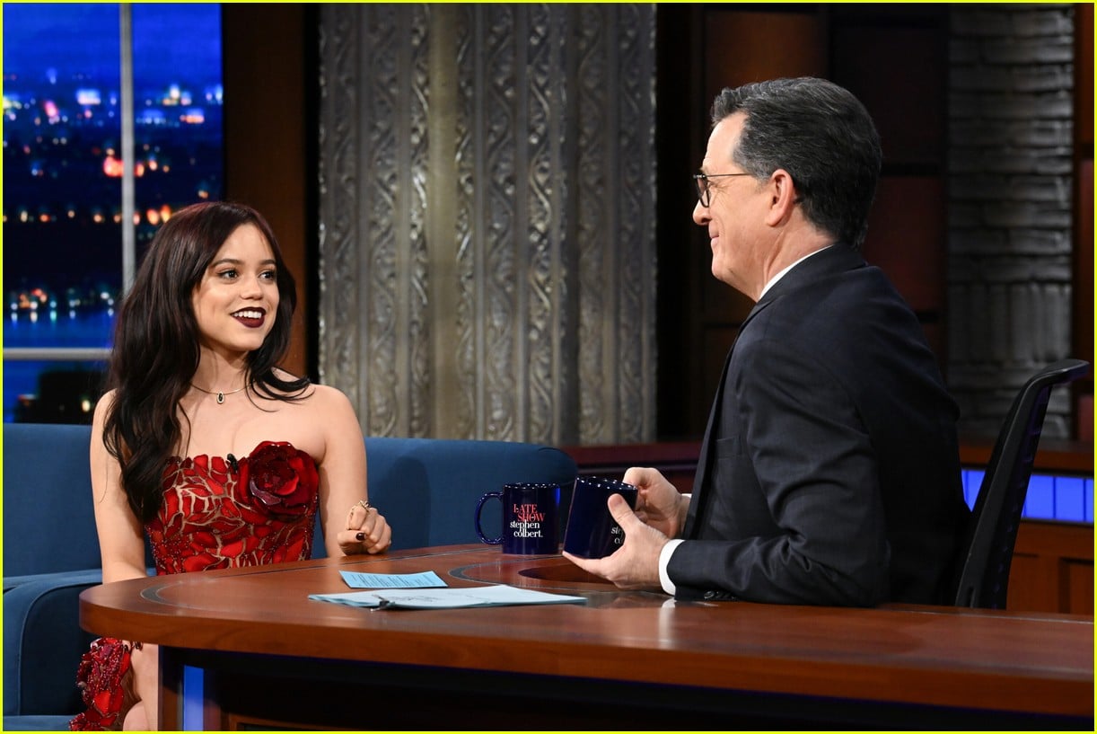 Jenna Ortega Wears Glass Dress on 'Late Show,' Reveals How 'Wednesday ...