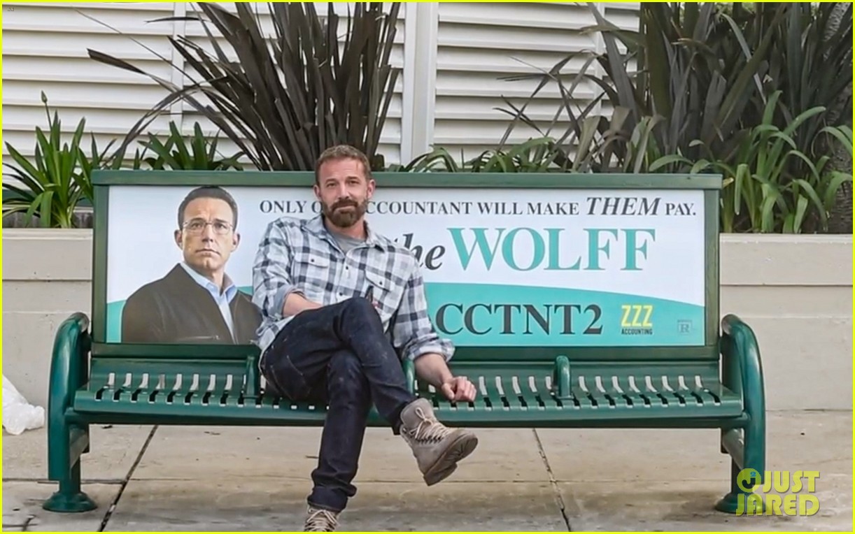 Ben Affleck Sits Next to an Ad For His Film 'The Accountant 2' at a Bus ...