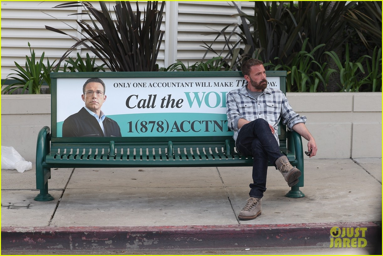 Ben Affleck Sits Next to an Ad For His Film 'The Accountant 2' at a Bus ...