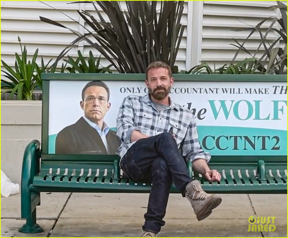 Ben Affleck Sits Next to an Ad For His Film 'The Accountant 2' at a Bus ...