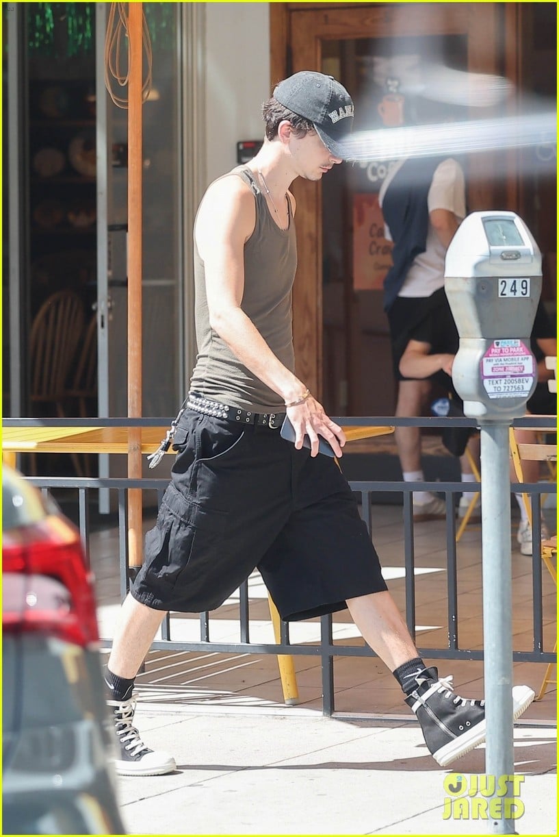Timothee Chalamet Wears a Tank Top & Baggy Shorts for Tuesday Morning ...