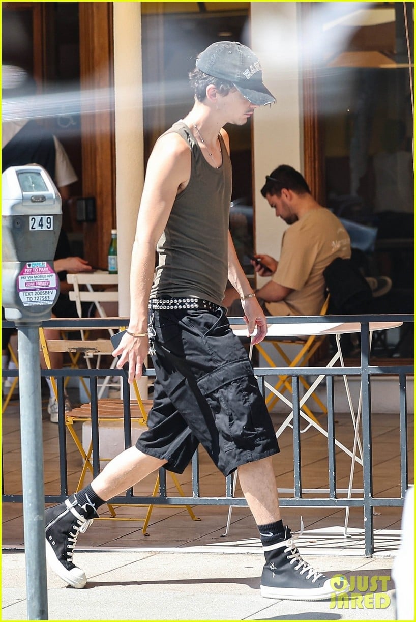 Timothee Chalamet Wears a Tank Top & Baggy Shorts for Tuesday Morning ...