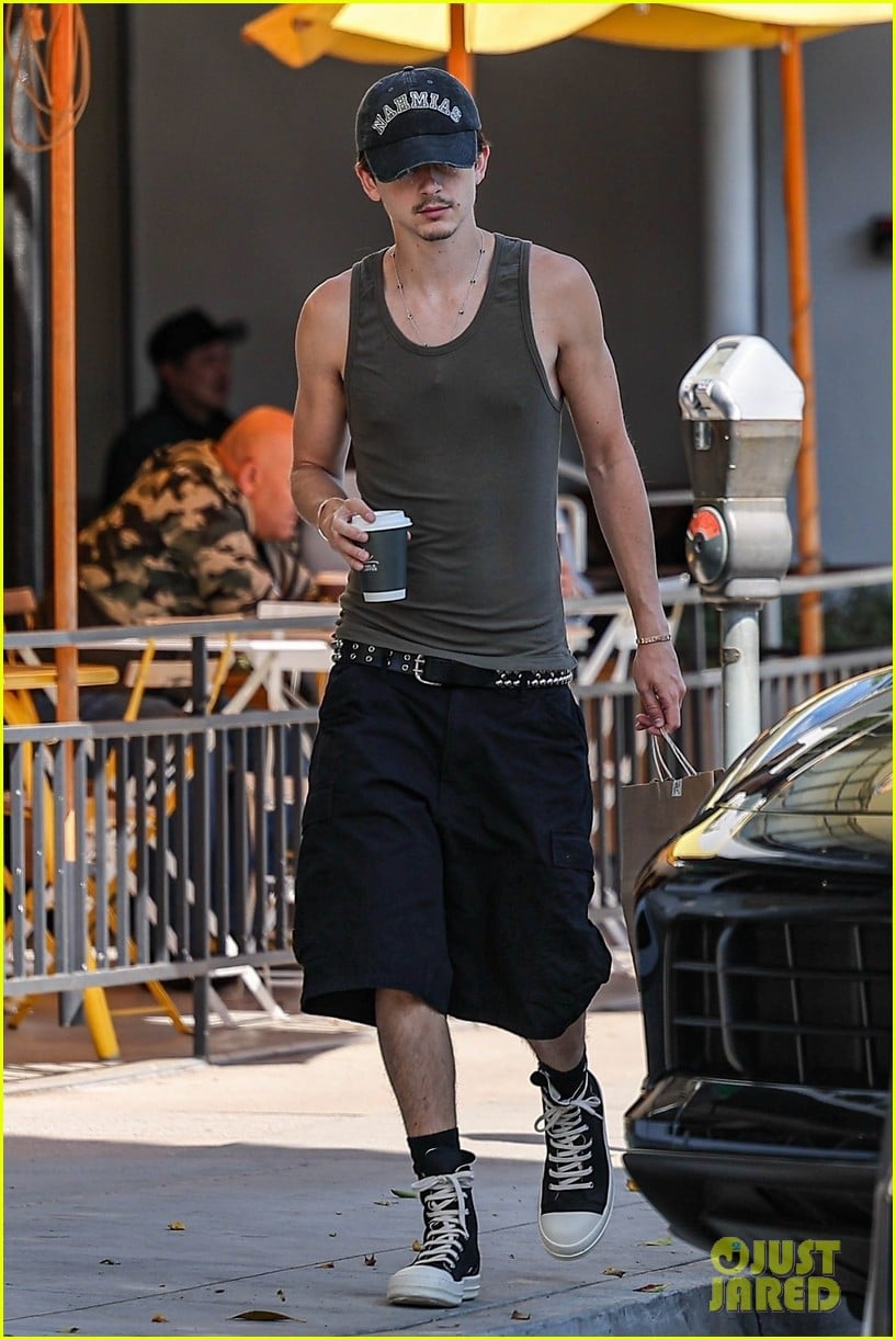 Timothee Chalamet Wears a Tank Top & Baggy Shorts for Tuesday Morning ...