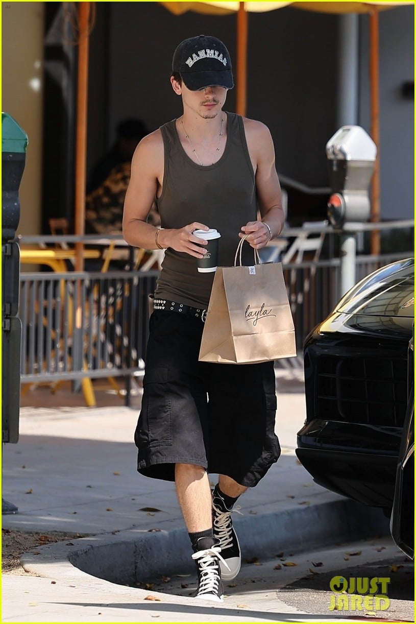 Timothee Chalamet Wears a Tank Top & Baggy Shorts for Tuesday Morning ...