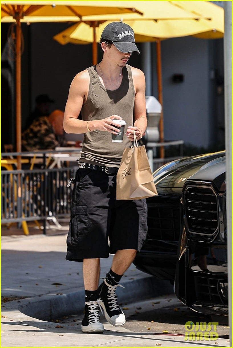 Timothee Chalamet Wears a Tank Top & Baggy Shorts for Tuesday Morning ...