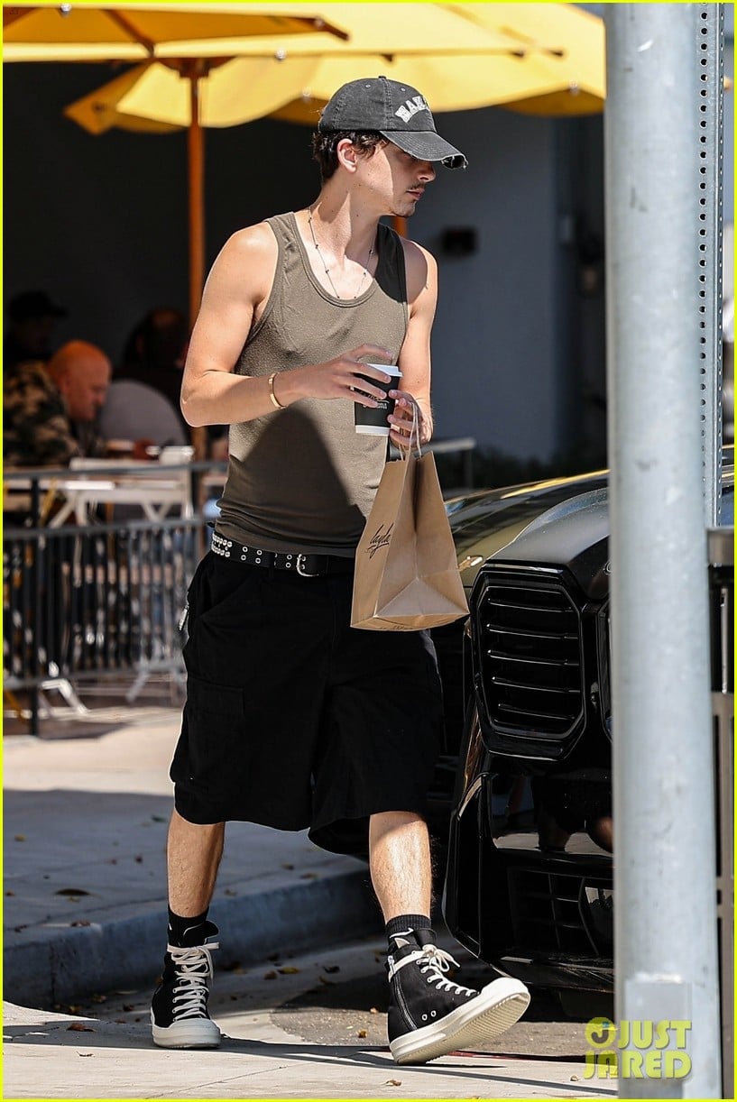 Timothee Chalamet Wears a Tank Top & Baggy Shorts for Tuesday Morning ...