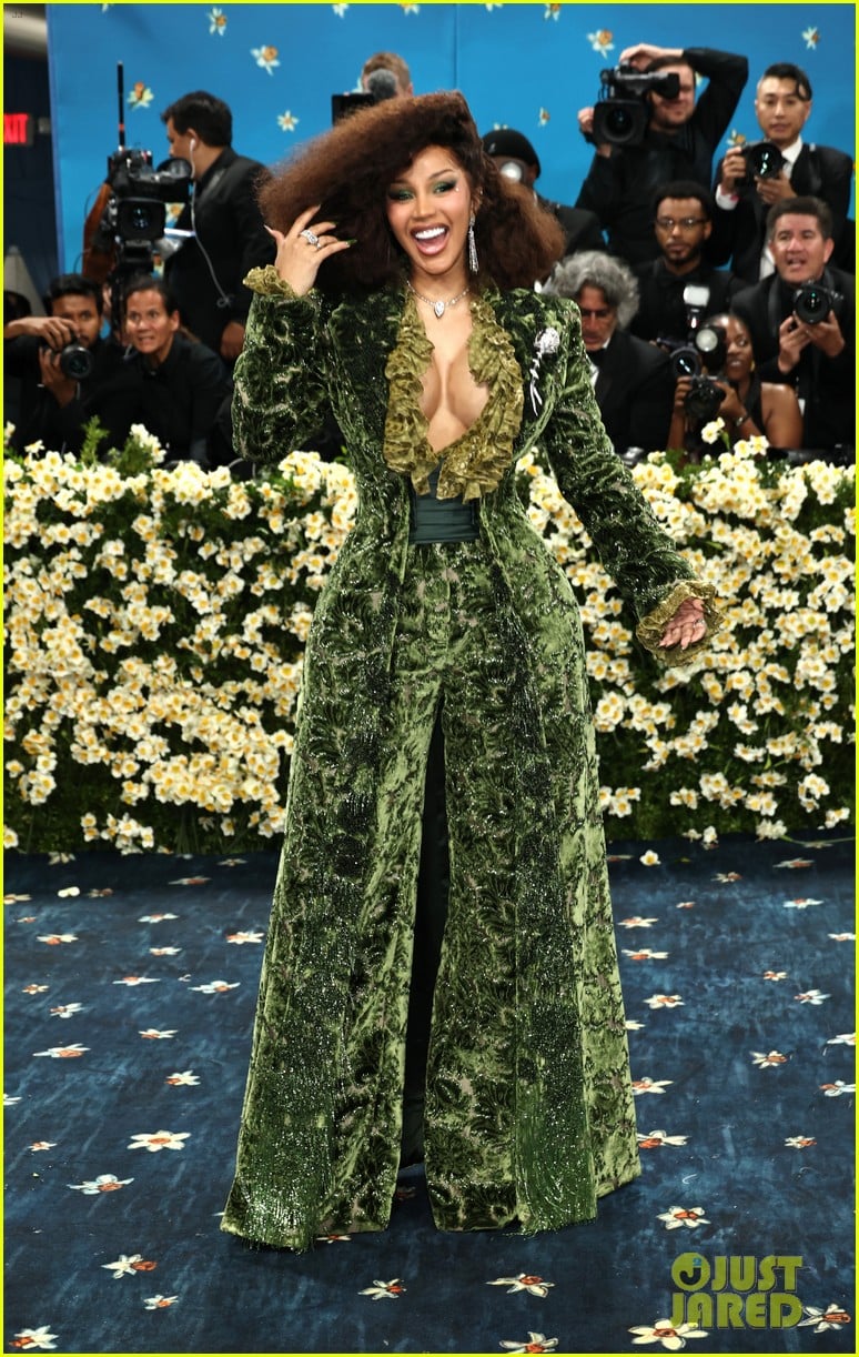 Cardi B Pairs Green Contact Lens with Green Velvet Suit at Met Gala 2025: Photo 5153802 | Photos ...
