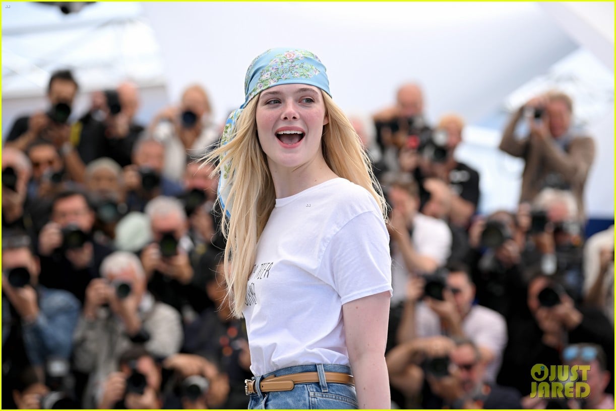 Elle Fanning's Cannes Photo Call Look Features a T-Shirt By an 11-Year ...