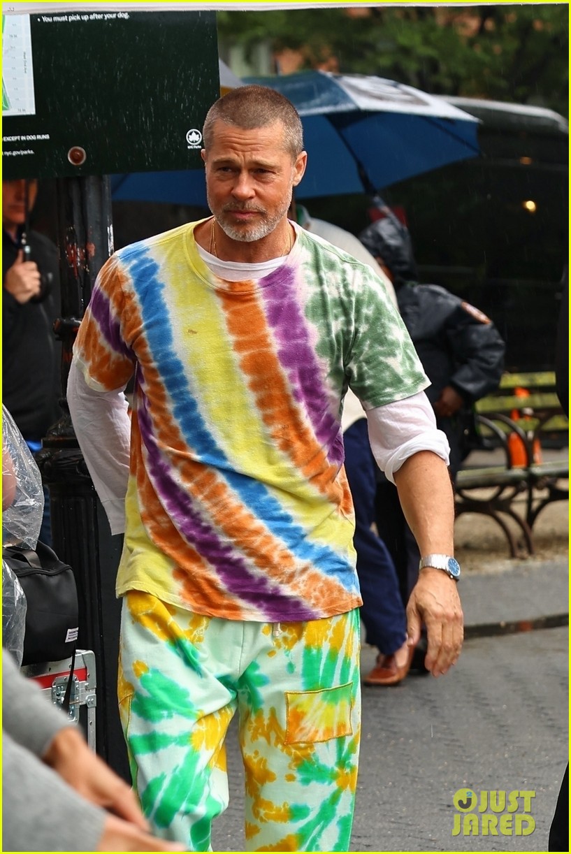 Brad Pitt & Jimmy Fallon Wear Rainbow Tie-Dye Outfits as They Film 'The ...