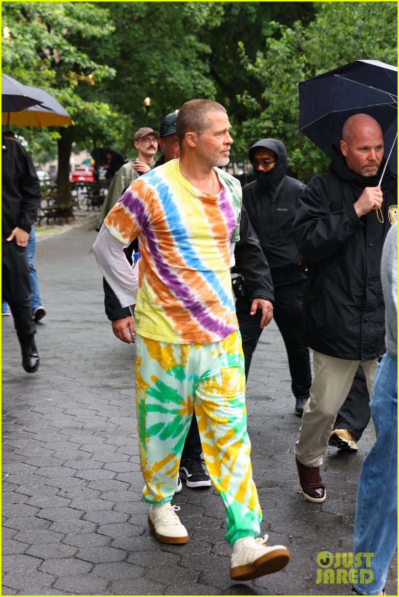Brad Pitt & Jimmy Fallon Wear Rainbow Tie-Dye Outfits as They Film 'The ...