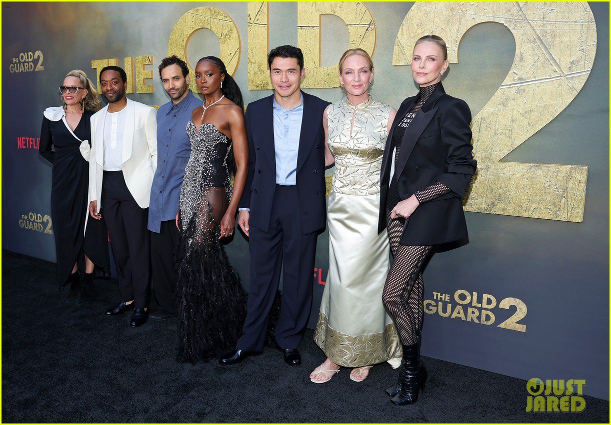 Charlize Theron Joins Co-Stars Uma Thurman, Henry Golding, & More at ...