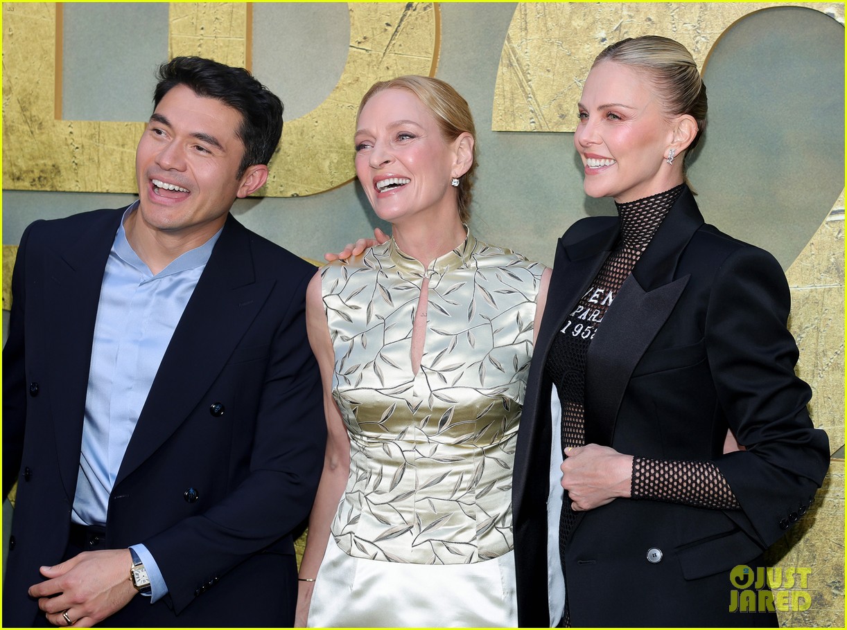 Charlize Theron Joins Co-Stars Uma Thurman, Henry Golding, & More at ...