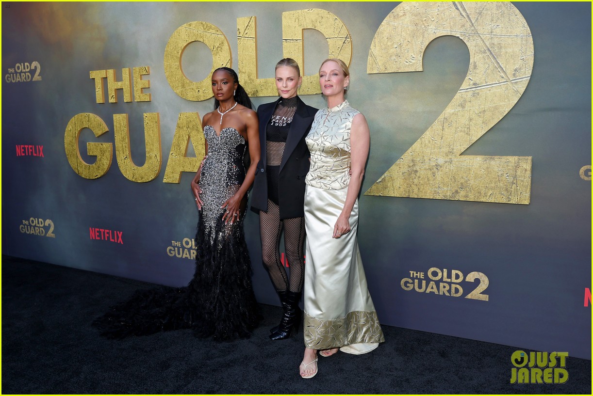 Charlize Theron Joins Co-Stars Uma Thurman, Henry Golding, & More at ...