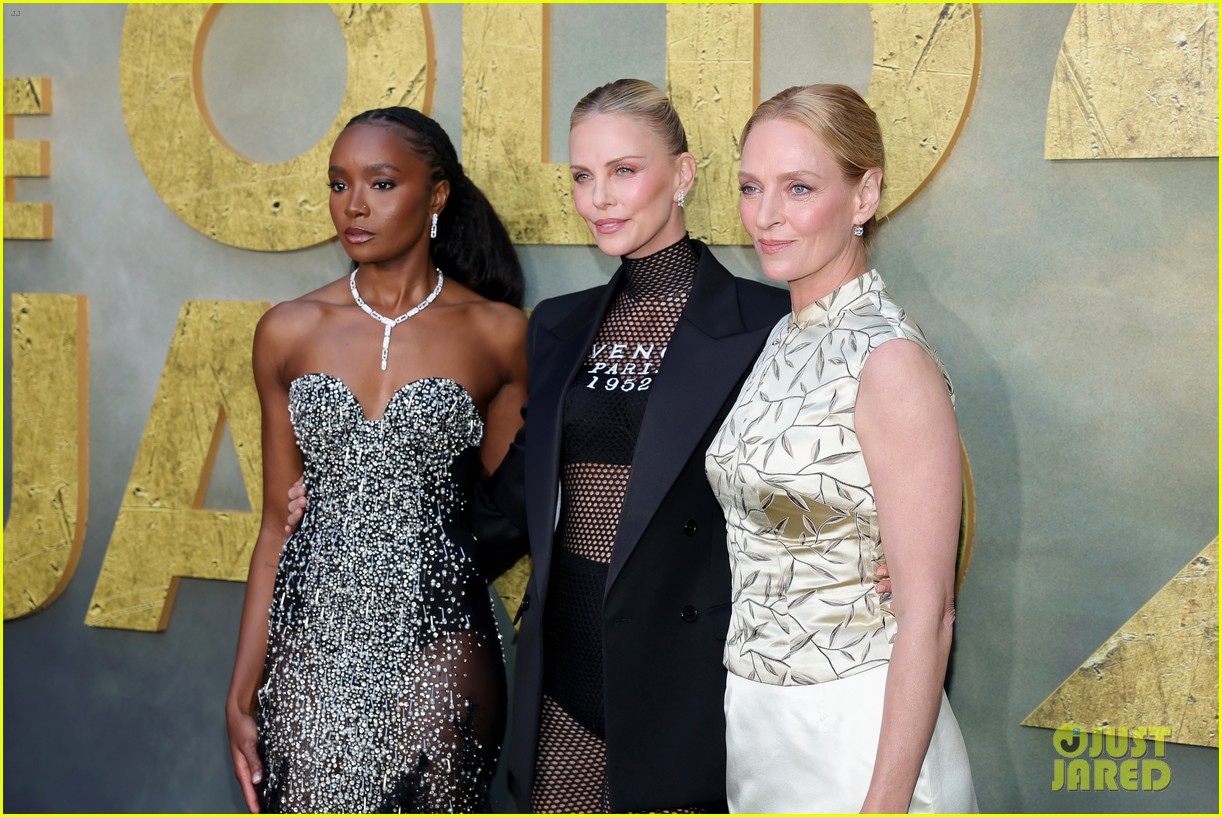 Charlize Theron Joins Co-Stars Uma Thurman, Henry Golding, & More at ...