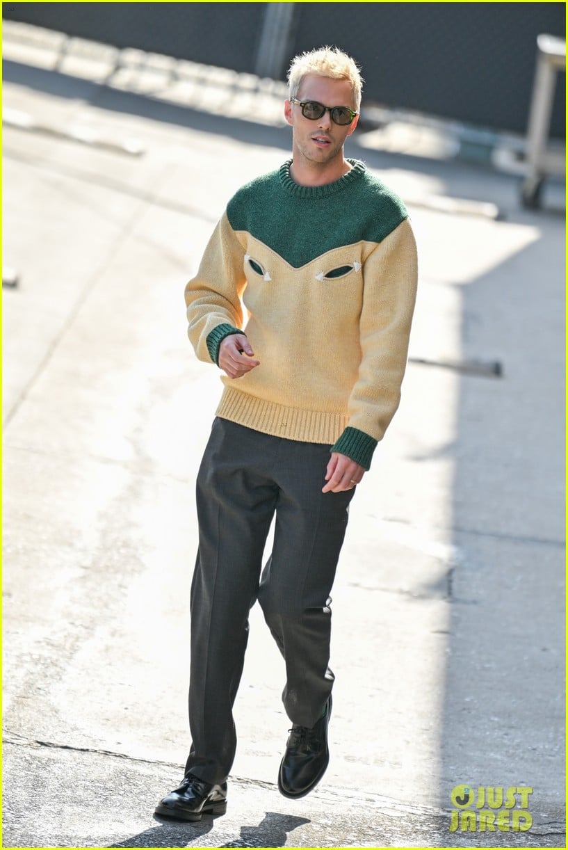 Nicholas Hoult Debuts Bleached Blonde Hair While Arriving at 'Jimmy Kimmel Live' Studios!: Photo ...