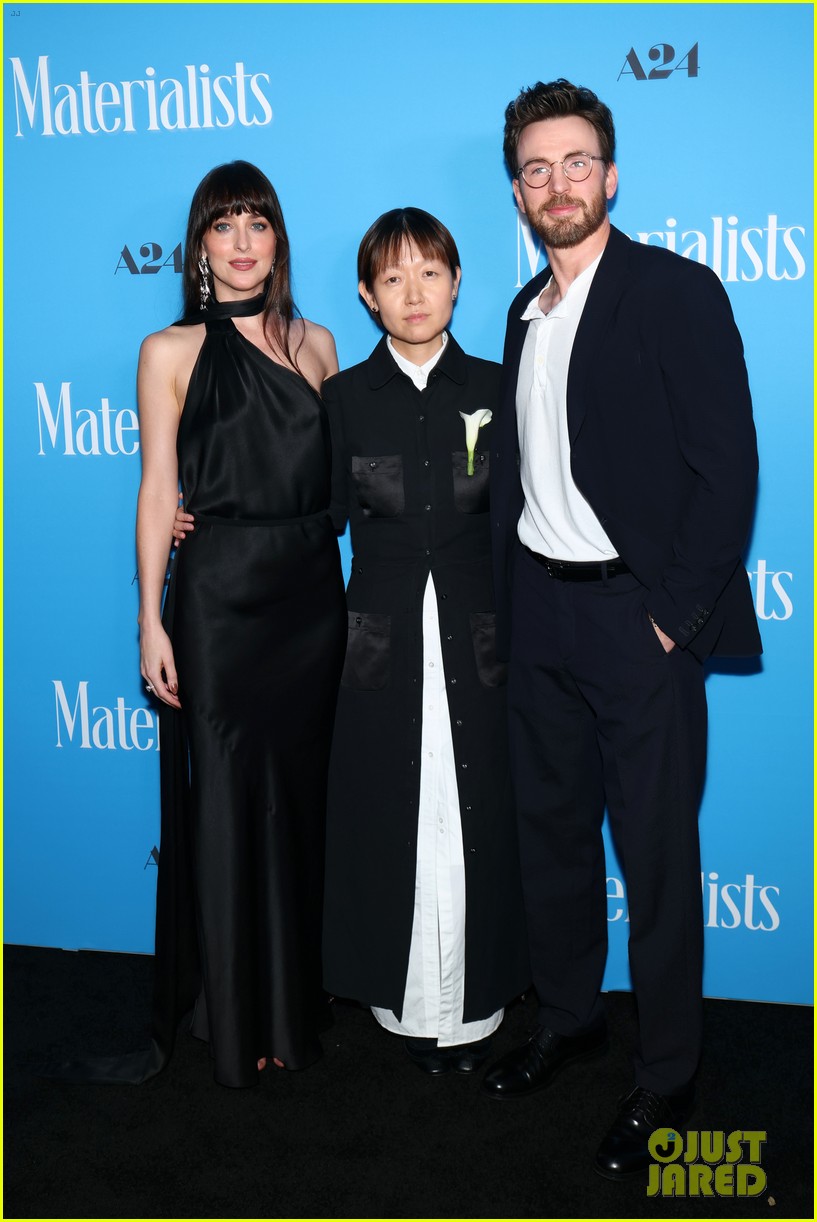Chris Evans & Dakota Johnson Kiss Pedro Pascal Cutout at 'Materialists' Premiere In NYC: Photo ...