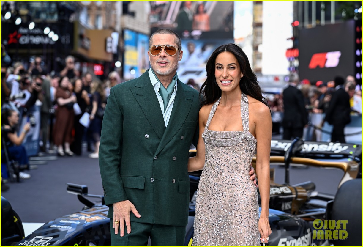 Brad Pitt's Girlfriend Ines de Ramon Helps Fix His Clothes on 'F1' London Premiere Red Carpet ...