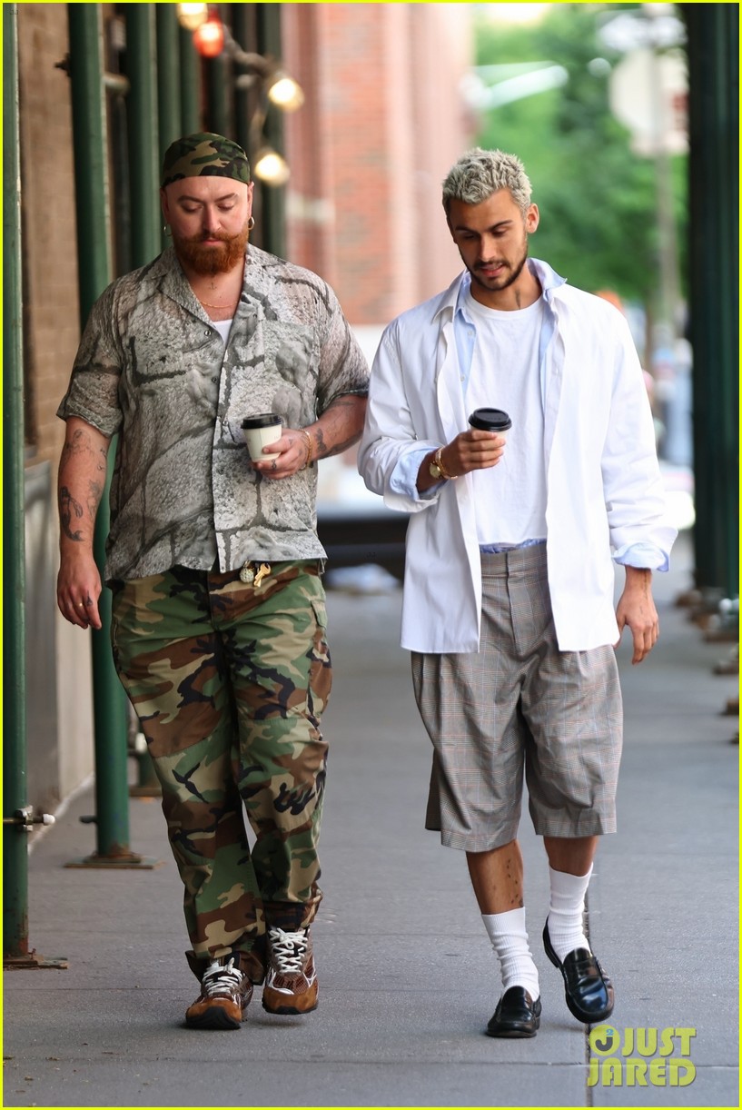Photo: sam smith goes incognito in camo outfit on coffee run with ...