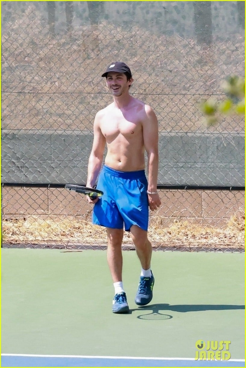 Logan Lerman Goes Shirtless for Tennis Match in L.A.: Photo 5184832 | Logan Lerman Photos | Just ...