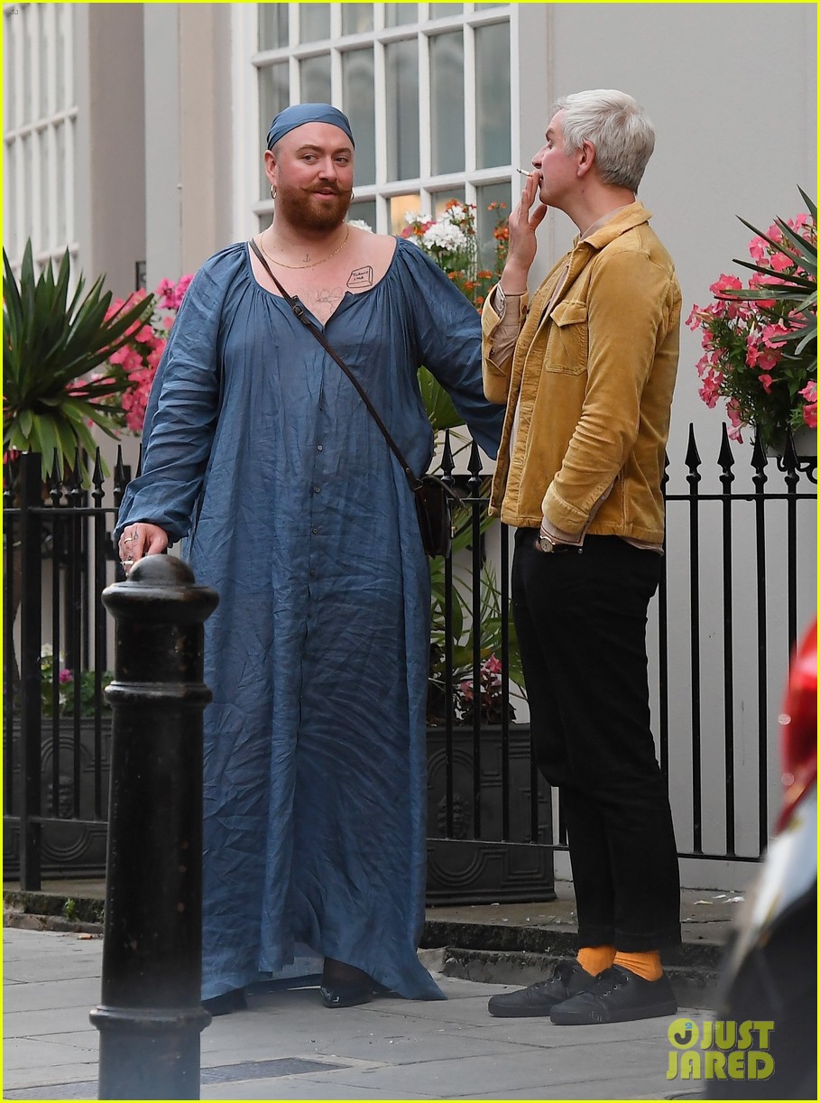 Sam Smith Wears Long Blue Dress While Stepping Out with Friends in Notting Hill: Photo 5186387 ...