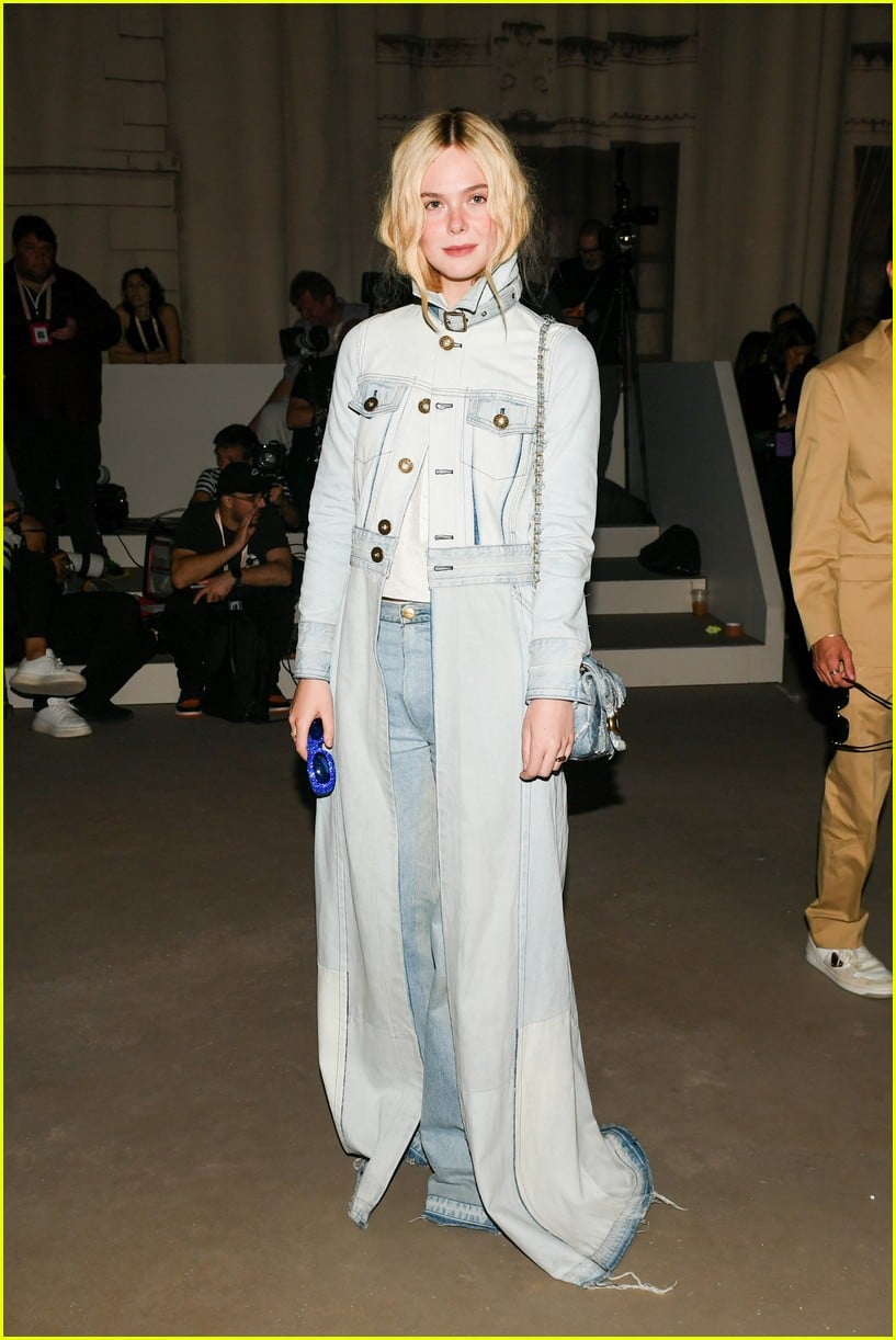 Elle Fanning Goes All Denim for Coach's NYFW Show with Charles Melton ...