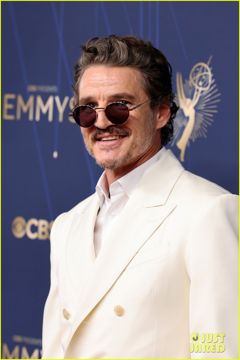 Pedro Pascal Looks Sharp in White Suit, Rocks Shades on Emmys 2025 Red ...