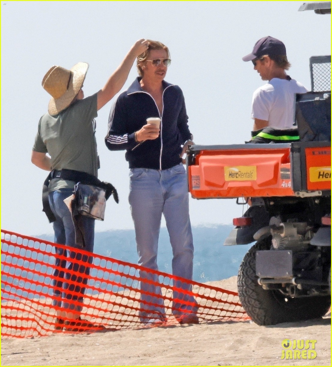 Brad Pitt & Scott Caan Film A Beach Scene for 'The Adventures of Cliff ...