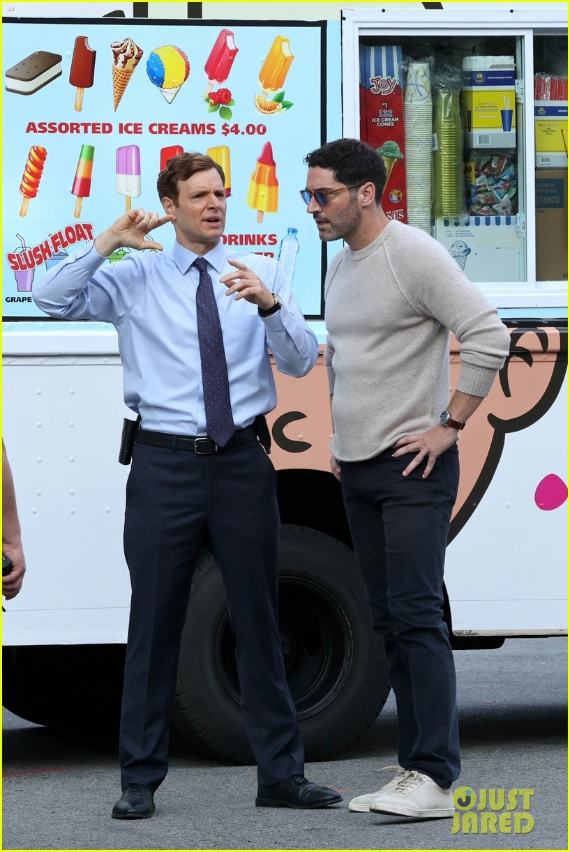Tom Ellis & Nick Gehlfuss Film 'CIA' Scenes With an Ice Cream Truck for ...