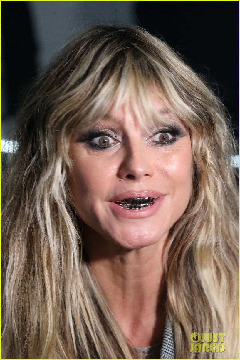 Heidi Klum Wears Fully Sheer Dress & Grillz on Her Teeth at Vetements ...