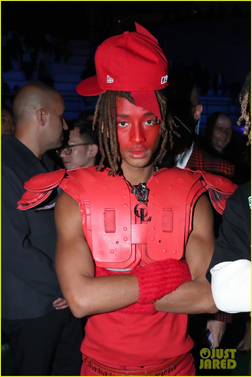 Jaden Smith Wears Red Face Paint & All-Red Outfit at Christian ...