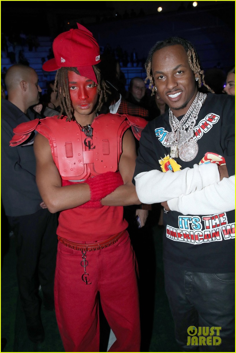 Jaden Smith Wears Red Face Paint & All-Red Outfit at Christian ...