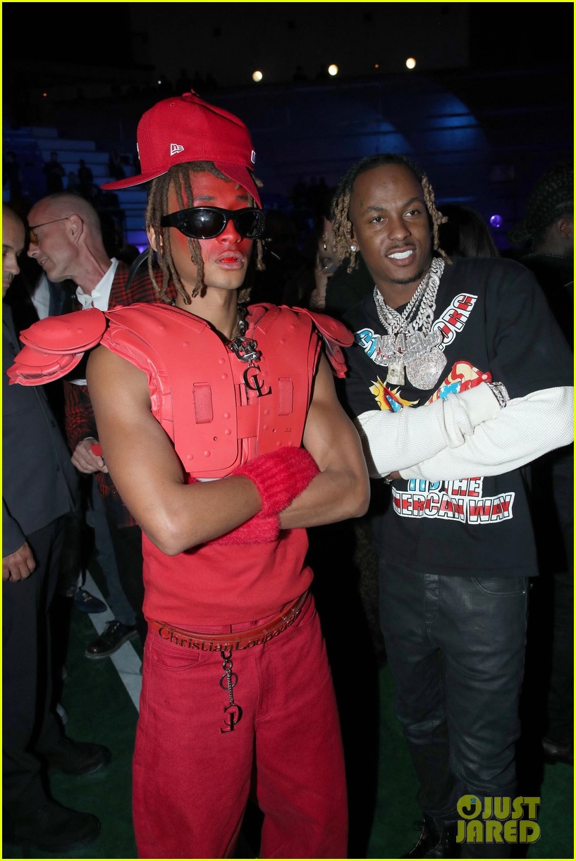 Jaden Smith Wears Red Face Paint & All-Red Outfit at Christian ...