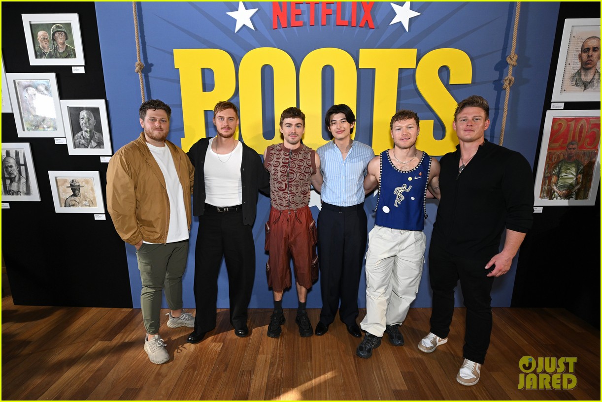 Miles Heizer & Angus O'Brien Put Arms On Display at 'Boots' Celebration ...