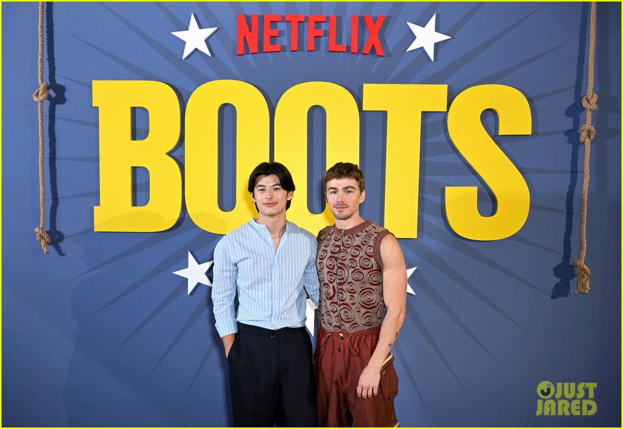 Miles Heizer & Angus O'Brien Put Arms On Display at 'Boots' Celebration ...