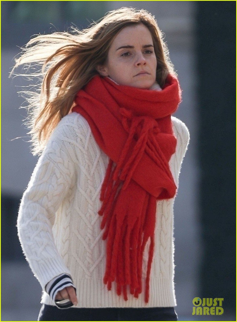 Emma Watson Looks Chic in Bright Red Scarf While Enjoying a Parisian ...