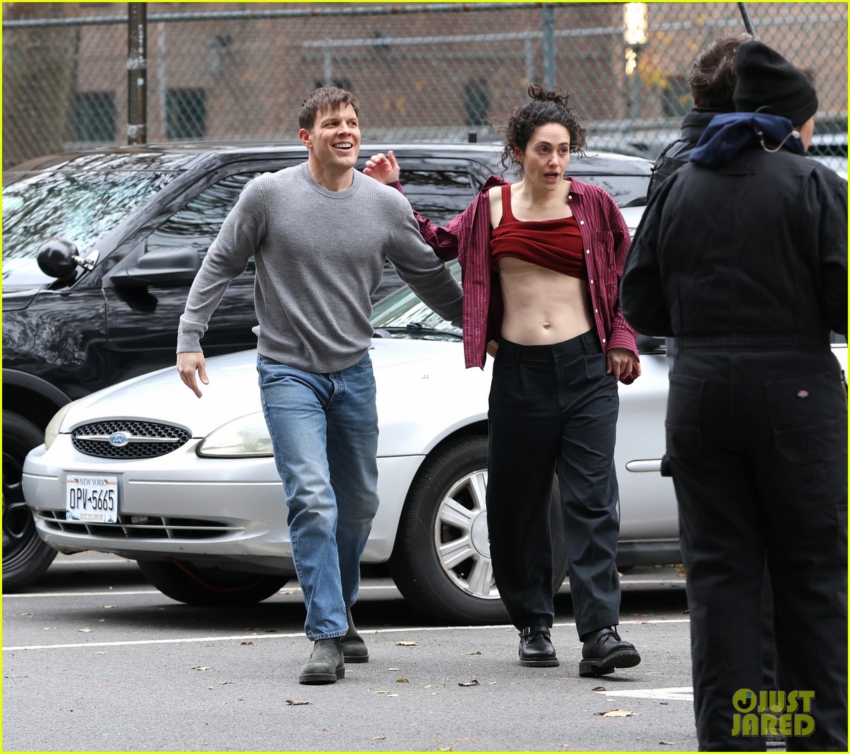 Jake Lacy & Emmy Rossum Film Intense Fight Scenes for 'Furious' Hulu Series in NYC: Photo ...