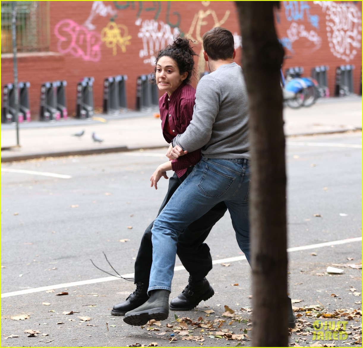 Jake Lacy & Emmy Rossum Film Intense Fight Scenes for 'Furious' Hulu ...