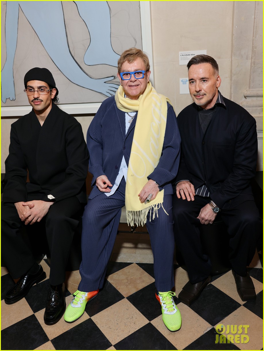 Elton John & David Furnish Make Rare Public Appearance at Jacquemus ...