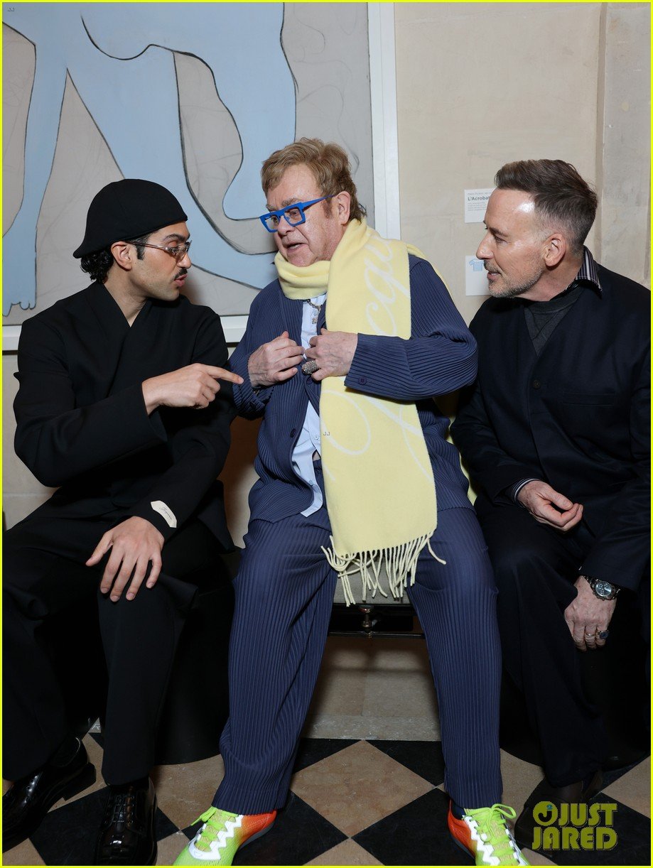 Elton John & David Furnish Make Rare Public Appearance at Jacquemus ...