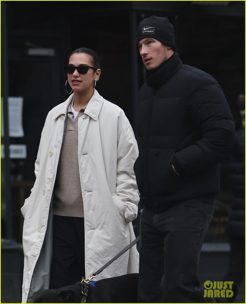 Dua Lipa & Callum Turner Take Their Dog for a Walk in London: Photo ...